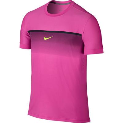 Nike Mens Challenger Premier Rafa Crew - Pink Pow/Volt - Tennisnuts.com